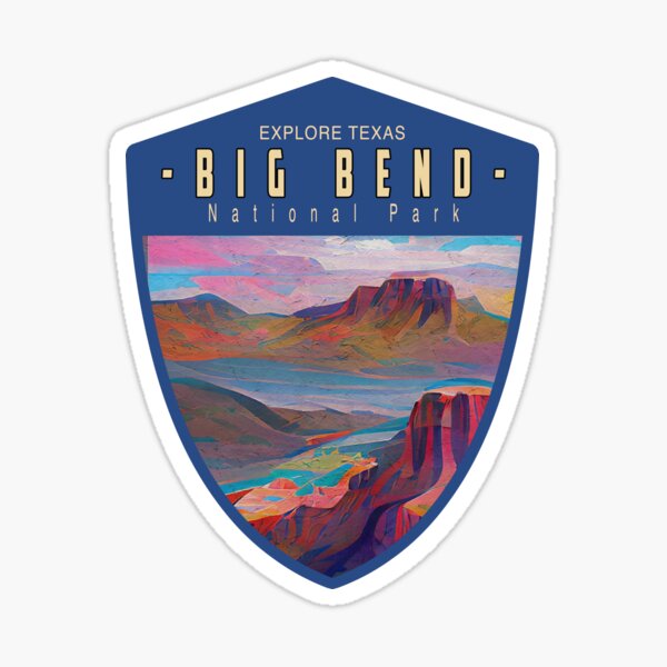 "Badge Shape Painting Texas Big Bend National Park Texas" Sticker by ...
