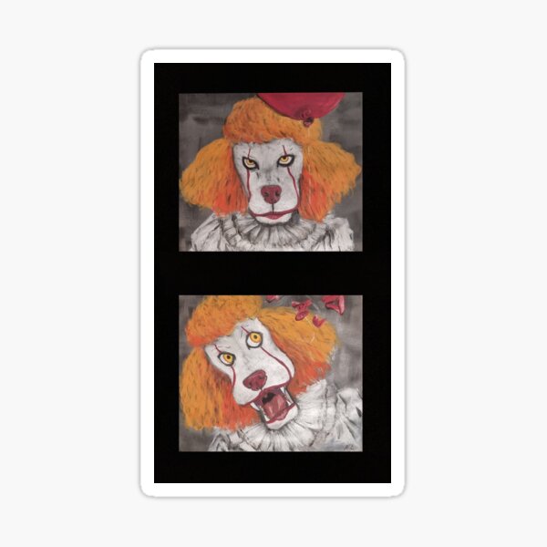 "Poodle clown" Sticker by FurHorror | Redbubble