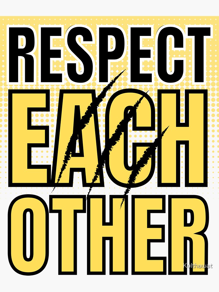"Respect Each Other Half Tone Yellow Dot" Sticker by Kulthawat | Redbubble