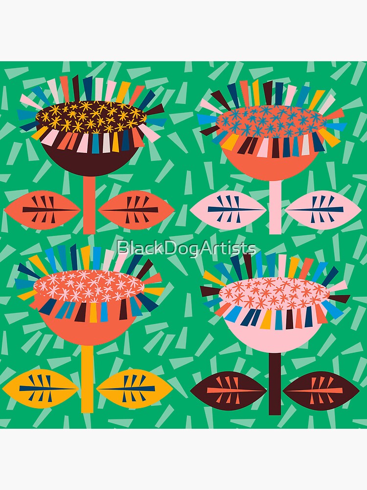 "Funky retro flowers - lots of colour " Poster for Sale by ...