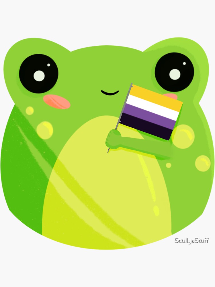 "Cute lil' Non-Binary Pride Flag Frog" Sticker by ScullysStuff | Redbubble