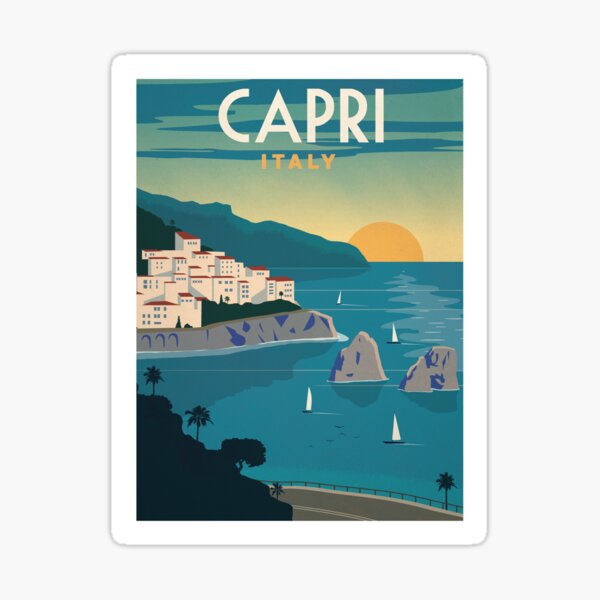 "Capri Vintage Travel" Sticker by wirthpatricia | Redbubble
