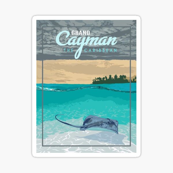 "Grand Cayman Caribbean Vintage Travel" Sticker by wirthpatricia ...