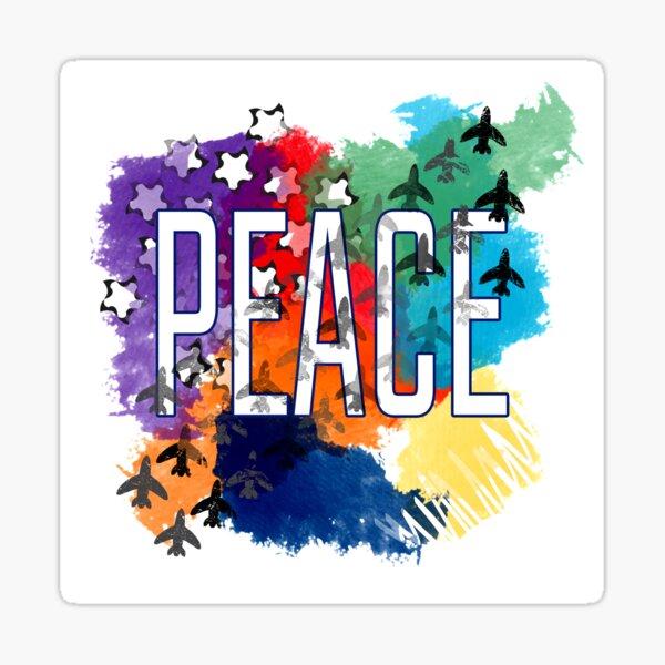 "Word Peace with grunge design,watercolor background with ink strokes ...