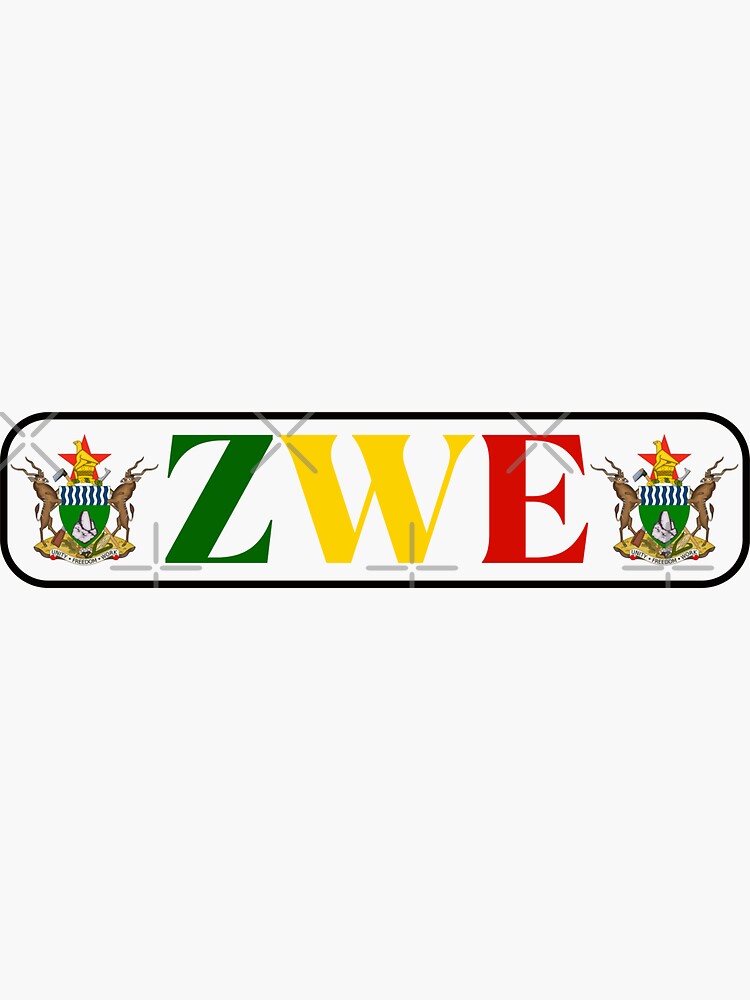 "ZWE 3 Letter Code Zimbabwe" Sticker by FedSherDesign | Redbubble