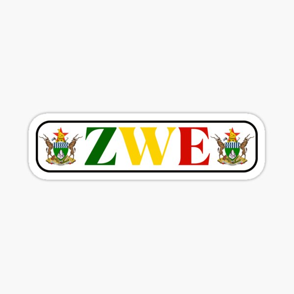 "ZWE 3 Letter Code Zimbabwe" Sticker by FedSherDesign | Redbubble