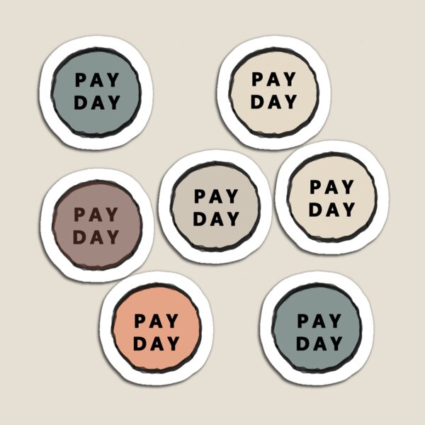 Imán «Pegatinas de calendario de día de pago redondas retro dibujadas a ...