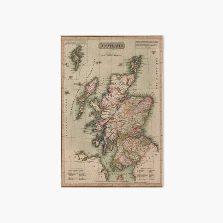"Vintage Map of Scotland (1814)" Art Board Print by morgantcook | Redbubble