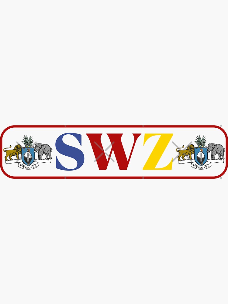 "SWZ 3 Letter Code Eswatini" Sticker by FedSherDesign | Redbubble