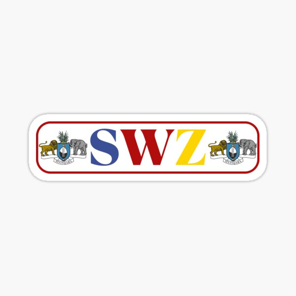 "SWZ 3 Letter Code Eswatini" Sticker by FedSherDesign | Redbubble