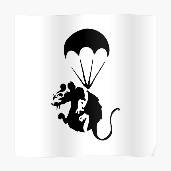"Banksy Parachuting Rat" Poster for Sale by kimberhijima | Redbubble