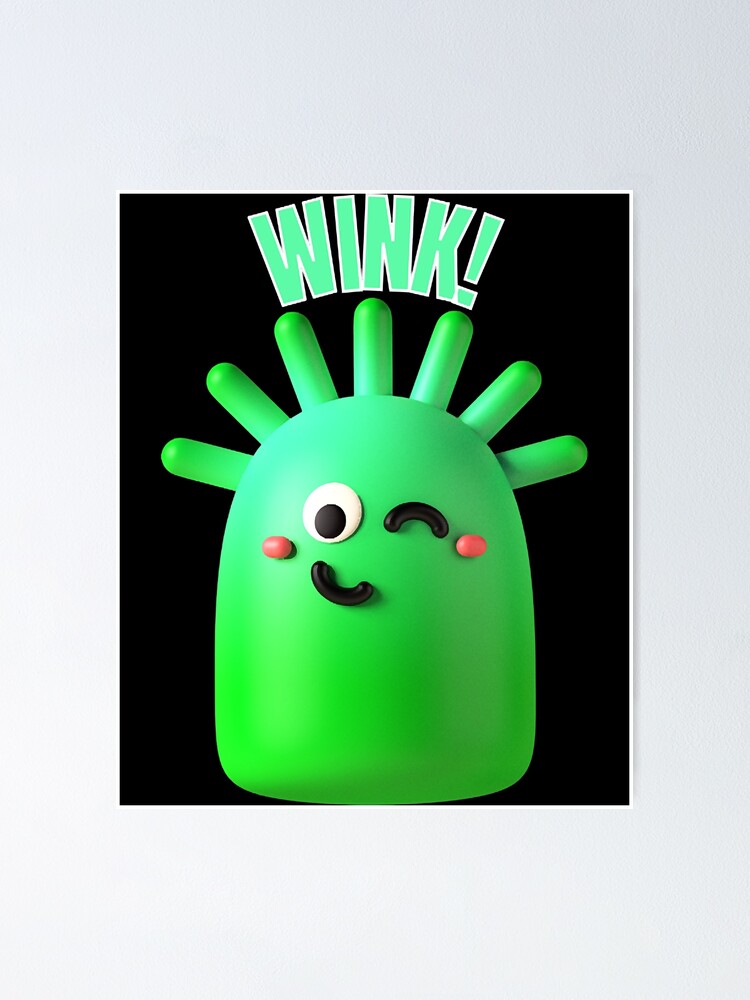 "Cute Green Alien Monster Winking" Poster for Sale by LoziTech | Redbubble