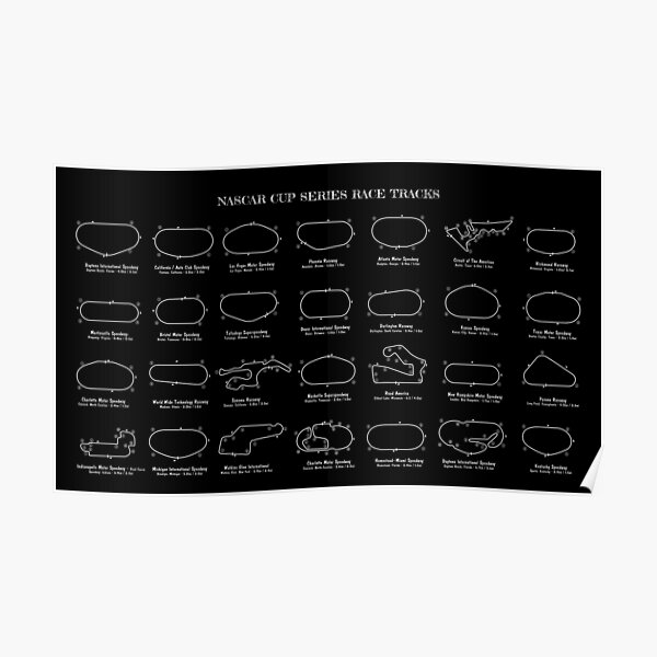 Póster «NASCAR Race Tracks (White Stencil-No Background)» de BGALAXY ...