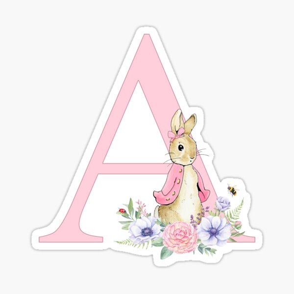 "Flopsy Bunny Letter A" Sticker by AVArtDecor | Redbubble