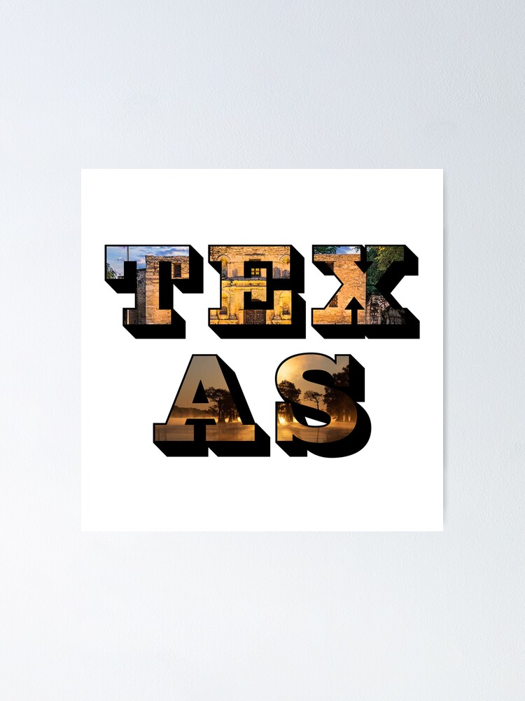 "Texas w/ Famous Landmarks" Poster for Sale by Pajamurai | Redbubble