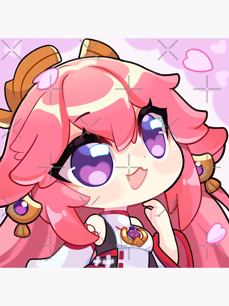 "Yae Miko chibi" Sticker by ClauSketch | Redbubble