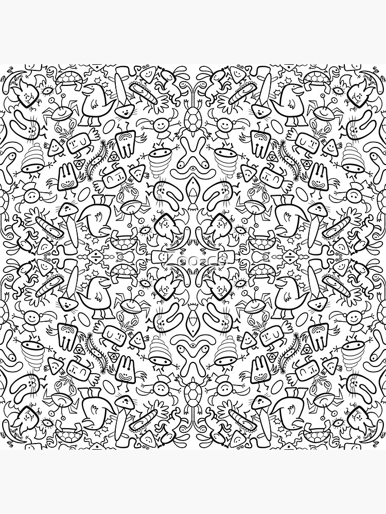 "Minimalist doodles art in a pattern design" Sticker by Zoo-co | Redbubble