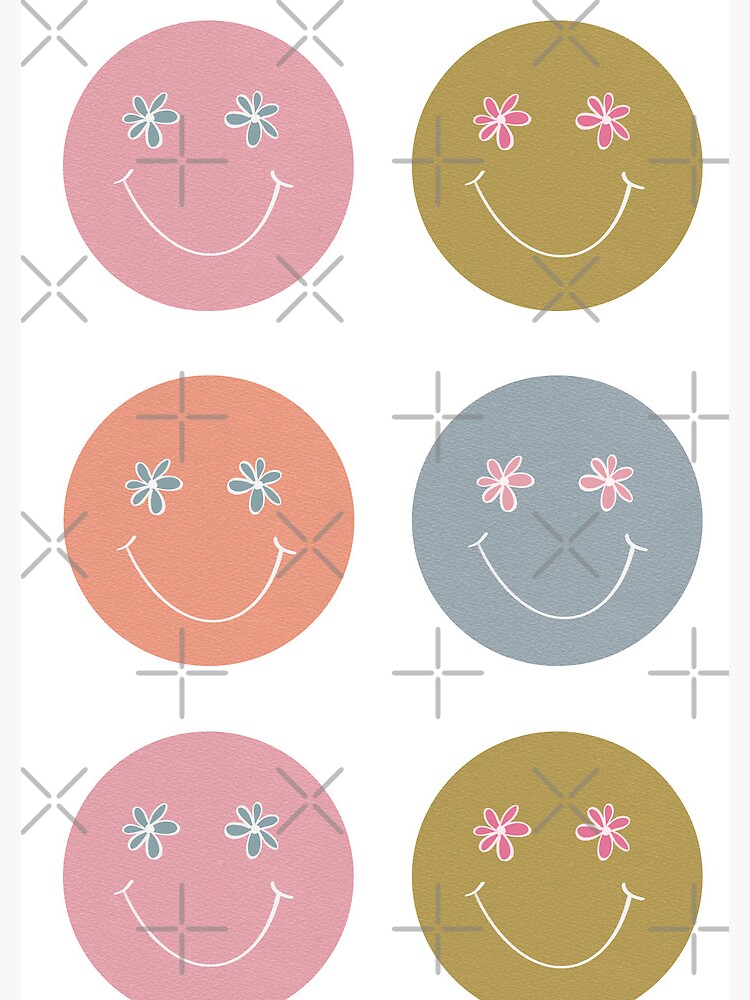"Cute Pastel Groovy Smiley Faces Set - Smiley Face Pack" Spiral ...