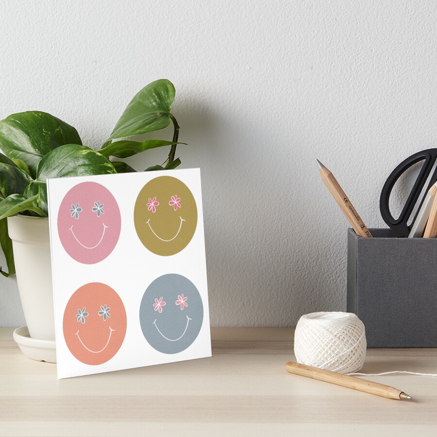 "Cute Pastel Groovy Smiley Faces Set - Smiley Face Pack" Art Board ...