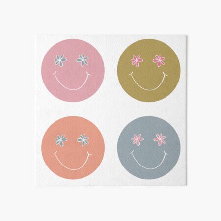 "Cute Pastel Groovy Smiley Faces Set - Smiley Face Pack" Art Board ...