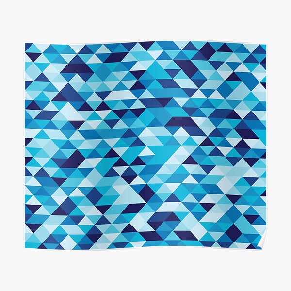 "Colorful geometric triangle pattern in blue shades" Poster for Sale by ...