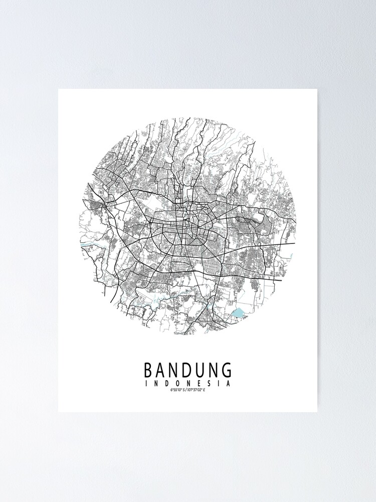 "Bandung City Map of West Java, Indonesia - Circle" Poster for Sale by ...