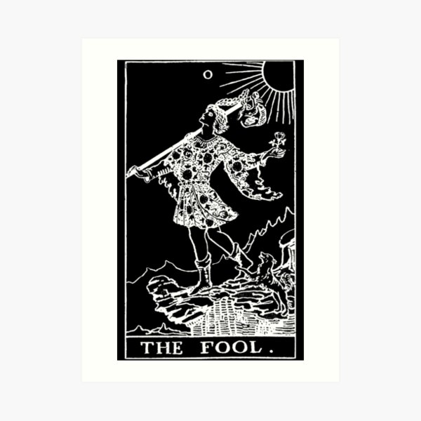 "TAROT: RIDER WAITE - THE FOOL (BLACK)" Art Print for Sale by ...