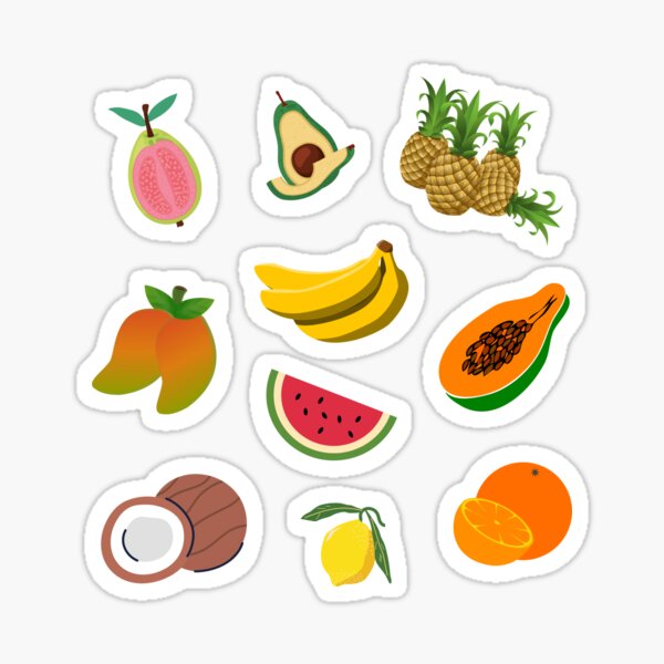 "Pack Stickers Cuba Tropical Fruits." Sticker by Tucoco | Redbubble