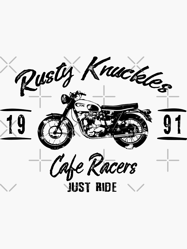 "Rusty Knuckles Cafe Racers Club" Sticker for Sale by mameijon | Redbubble