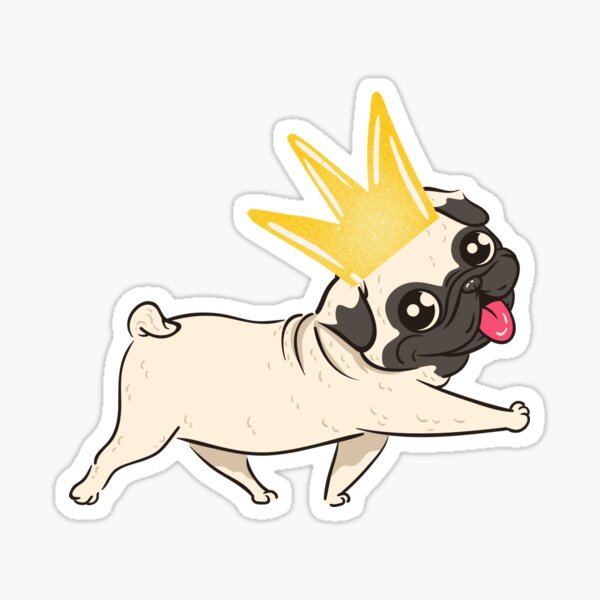"Queen Pug, I Love Pugs" Sticker for Sale by Lfella | Redbubble