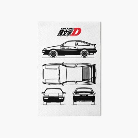 "Initial D AE86 Toyota Trueno Blueprint - White" Art Board Print for ...