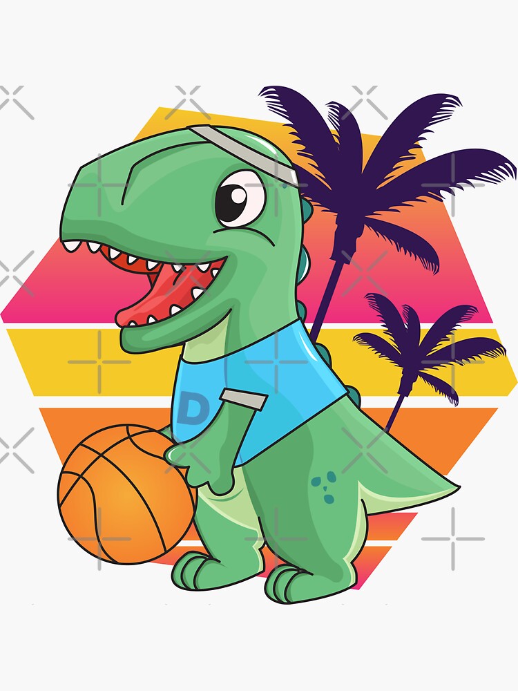 "Dinosaur playing basketball, retro style, dinosaurs are awesome ...