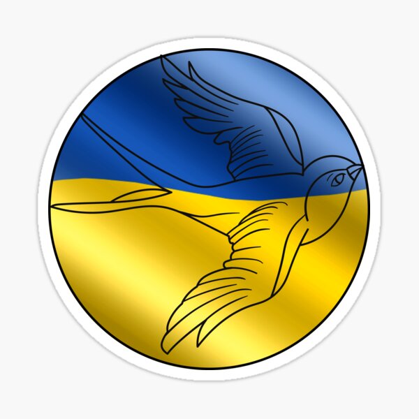 "Help ukraine bird flag blue yellow" Sticker by Zaplanowany | Redbubble