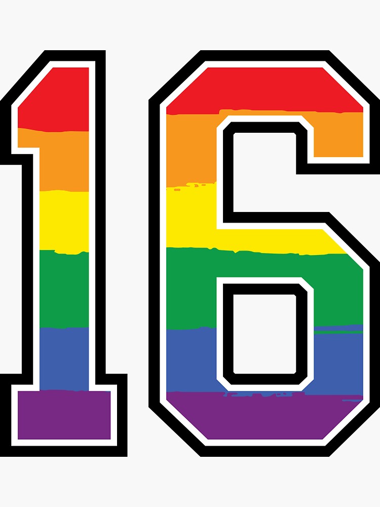 "Number 16 Rainbow LGBT pride sixteen" Sticker by LoveIsColorful ...