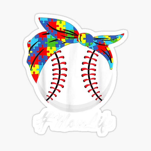 "Autism Mom Baseball Messy Bun Autism Awareness" Sticker for Sale by ...