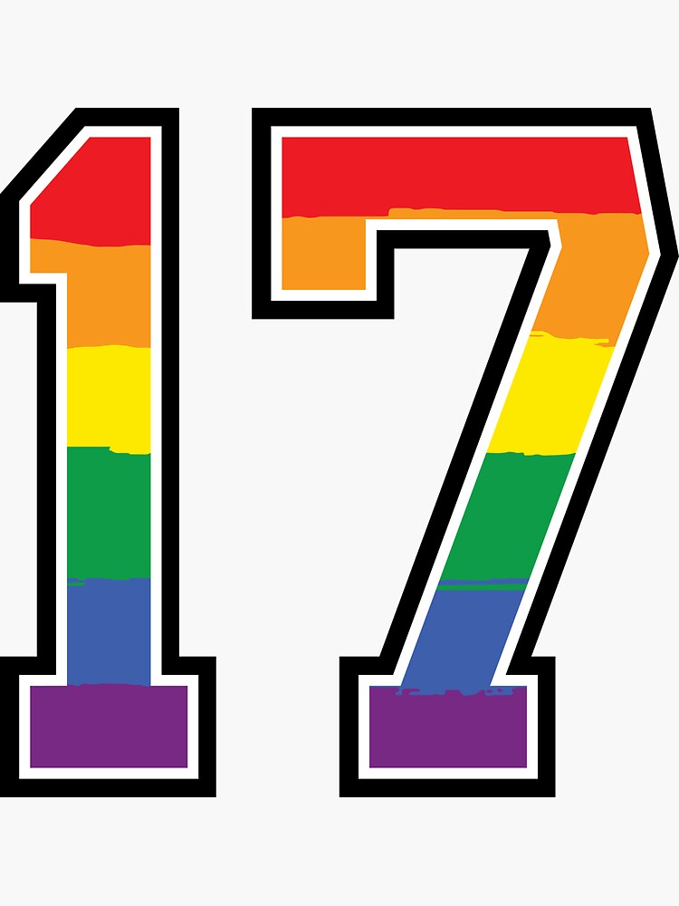 "Number 17 Rainbow LGBT pride seventeen" Sticker by LoveIsColorful ...