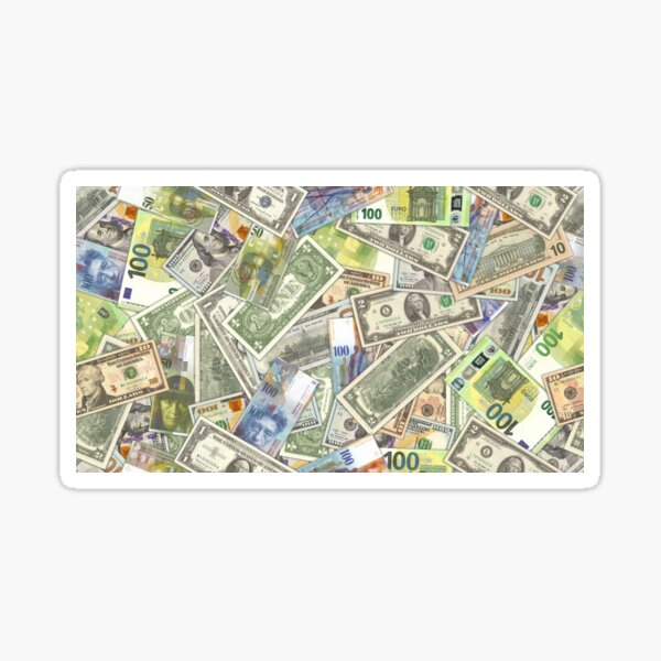 "Paper money of the world. Randomly scattered" Sticker by GAleksS ...