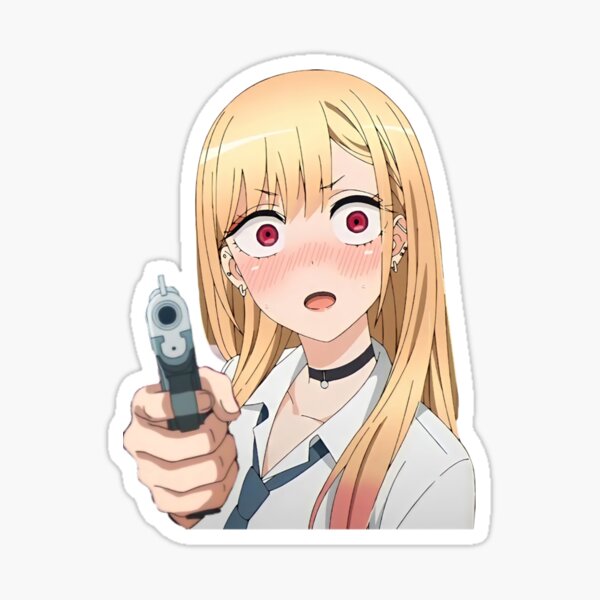 "Kitagawa Marin holds a gun Meme " Sticker for Sale by BCDesignCoBySar ...
