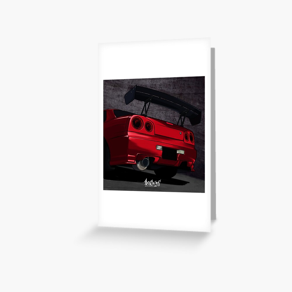 "Nissan Skyline GT-R R34" Greeting Card by JDMCarStuff | Redbubble