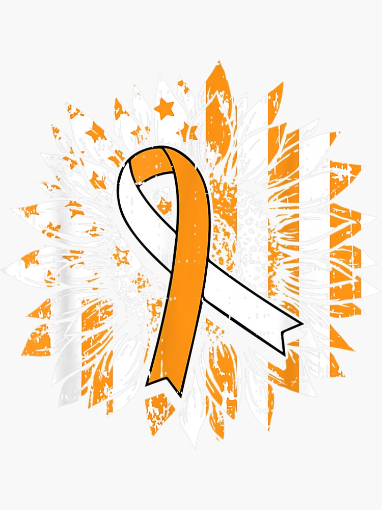 "MS Orange Ribbon Multiple Sclerosis Awareness Sunflower" Sticker by ...