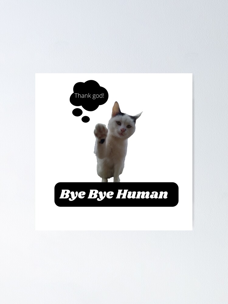 "Bye Bye Human / Funny Cat" Poster for Sale by Slagjana | Redbubble