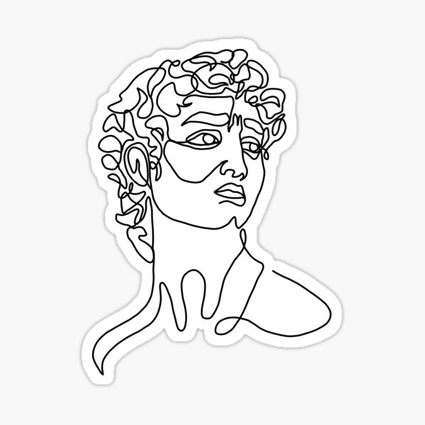 "David by Michelangelo line art portrait" Sticker by Zainabbhat | Redbubble
