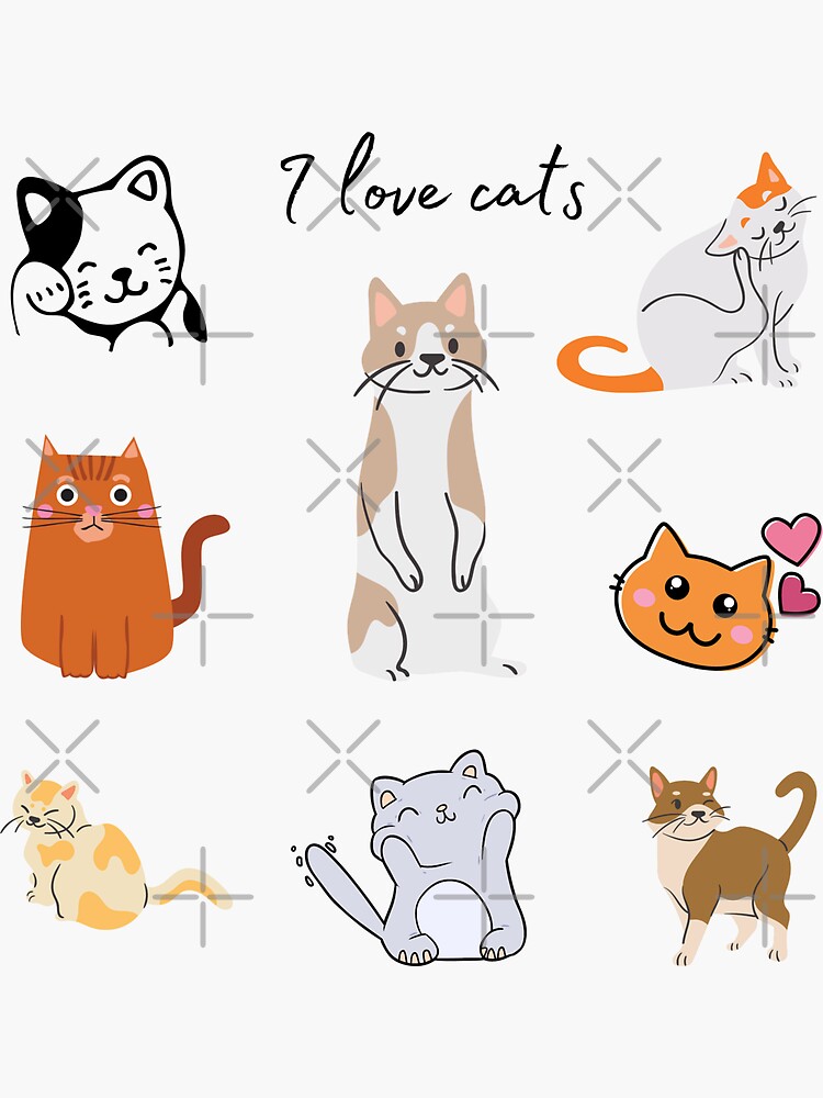 "Cats Sticker Pack" Sticker for Sale by Tucoco | Redbubble