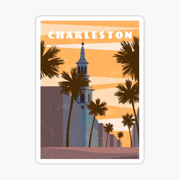 "Charleston, USA - Retro travel minimalist poster" Sticker for Sale by ...