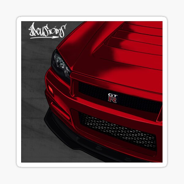 "Nissan Skyline GT-R R34" Sticker by JDMCarStuff | Redbubble