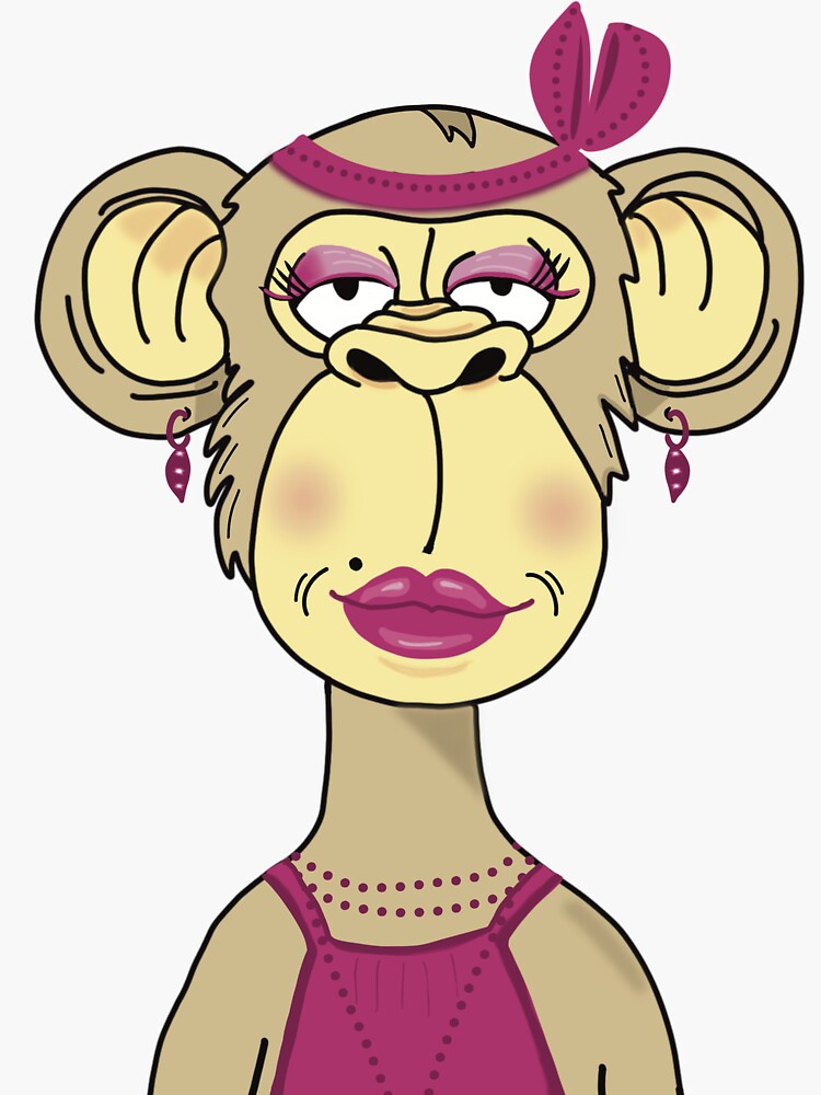 "Miss Monkey " Sticker for Sale by ArtDeline | Redbubble