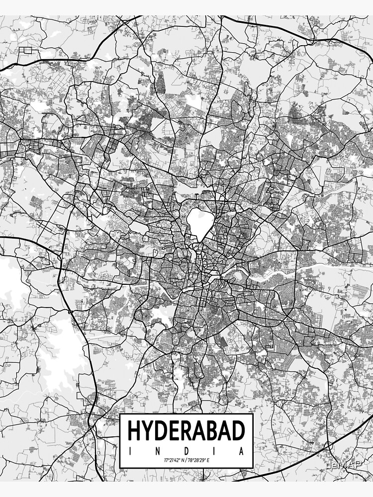 "Hyderabad City Map of Telangana, India - Light" Poster for Sale by ...