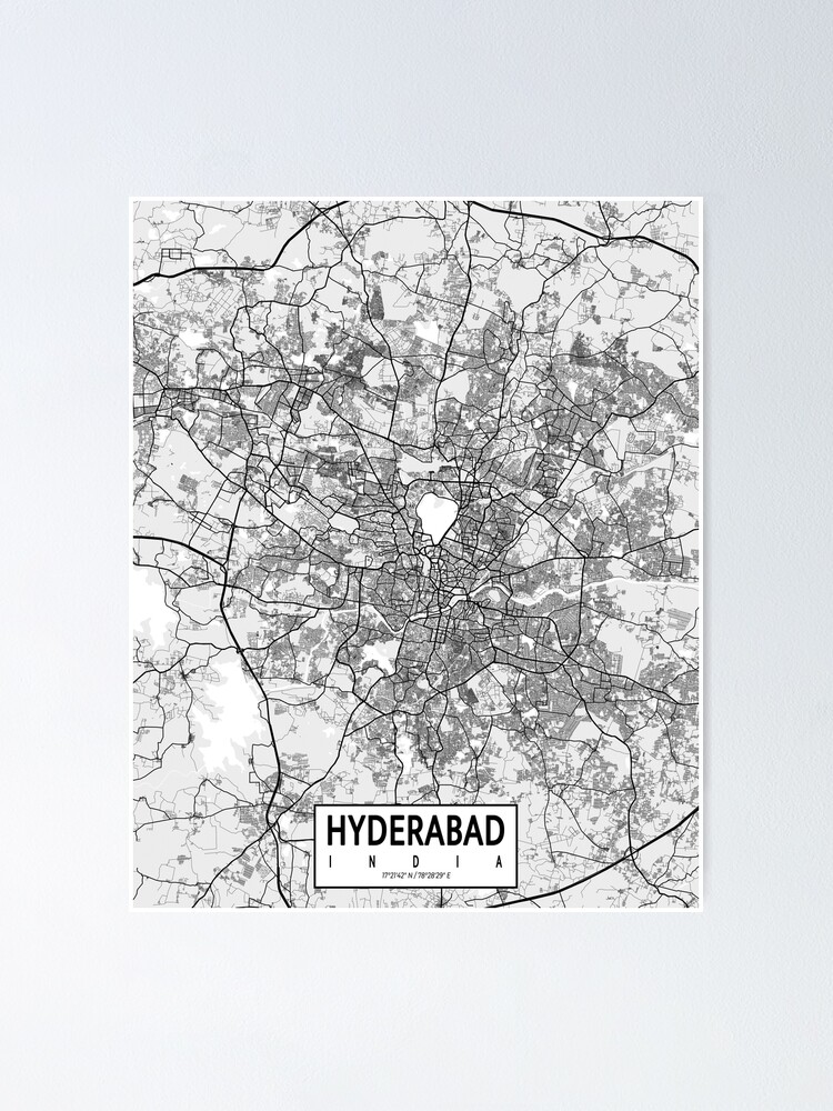 "Hyderabad City Map of Telangana, India - Light" Poster for Sale by ...