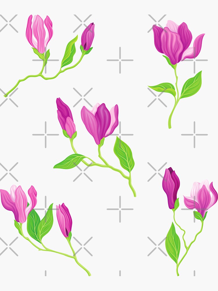 "Pink flower sticker pack" Sticker by MerWishes | Redbubble