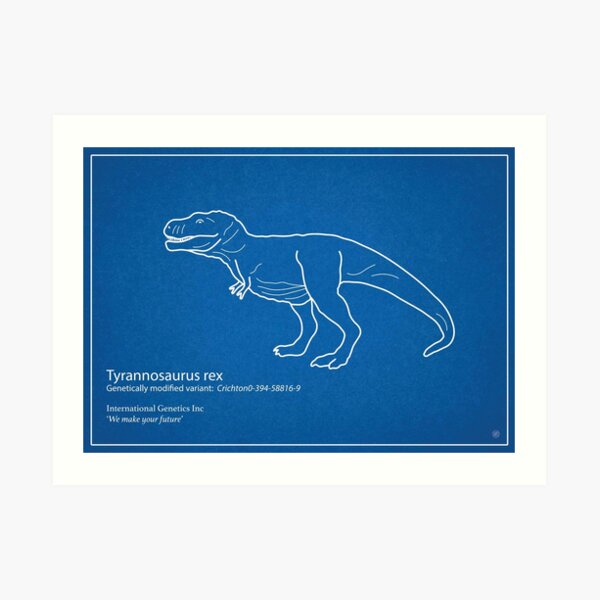 "Tyrannosaurus rex Blueprint (Literary/film & TV)" Art Print for Sale ...